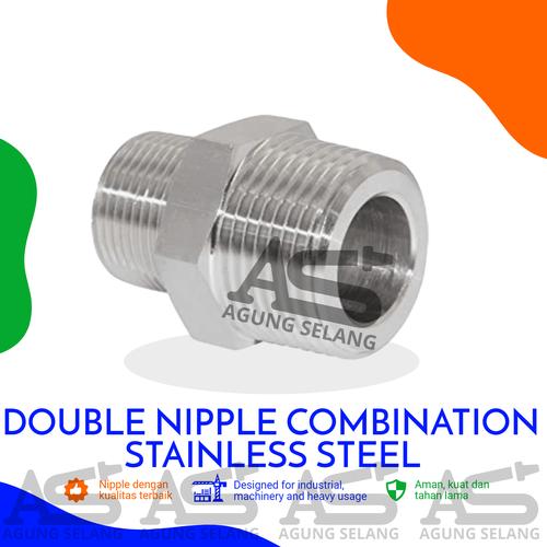 Jual Double Nipple Reducer 1/2" x 3/8" SS 304 #150 BSPT Nepel Stainless - Jakarta Pusat - Agung ...