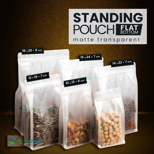 Jual PLASTIK KLIP KEMASAN SNACK KOPI POUCH FLAT BOTTOM ZIPLOCK CLEAR ...