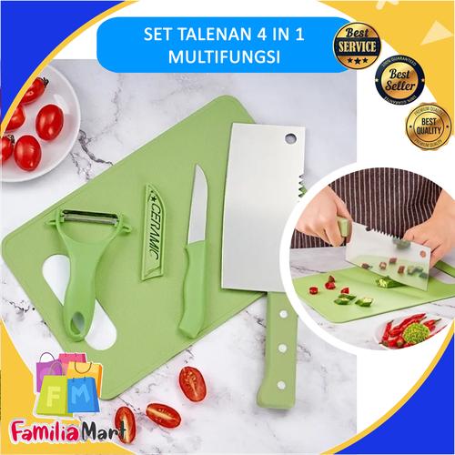 Jual Set Talenan Pisau Daging Pisau Buah Sayur 4 in 1 / Kitchen Knife ...