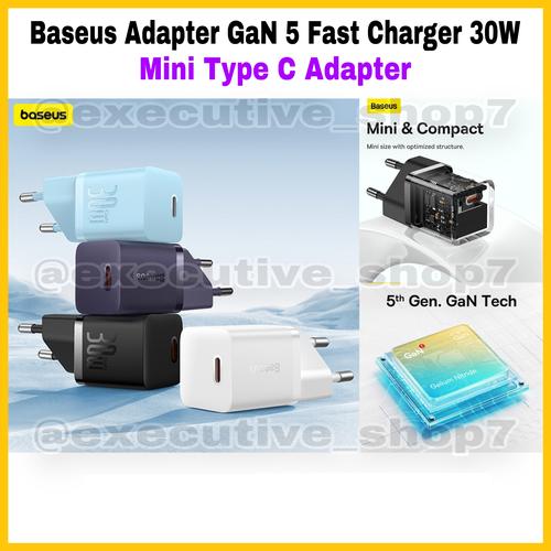 Jual Baseus Adapter GaN 5 Fast Charger 30W Mini Type C Adapter - White ...