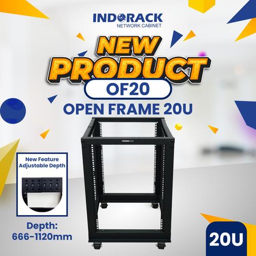 Promo Open Frame 20U Rak 19" Adjustable Depth 660 - 1120mm OF20 ...