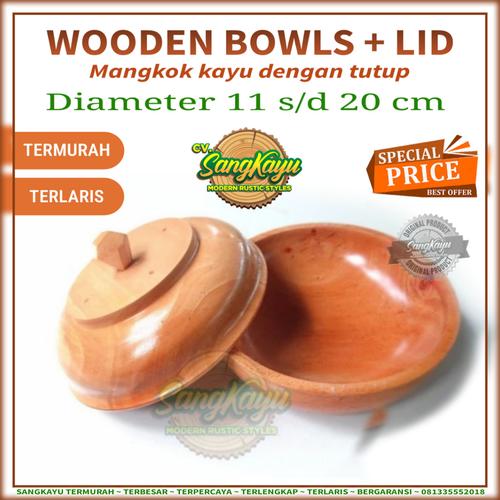 Jual Mangkok kayu Mangkuk kayu + tutup wooden bowl with lid unik ...