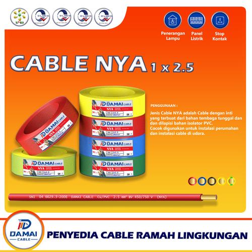 Jual NYA 1x2,5 mm2 10-100 Meter - Kabel Tembaga Kawat Damai Cable ...
