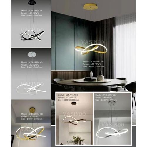 Jual Lampu Gantung Ruang Makan Led Modern Minimalis Rumah Meja Bar - Gold Kecil, 3 cahaya Remote ...