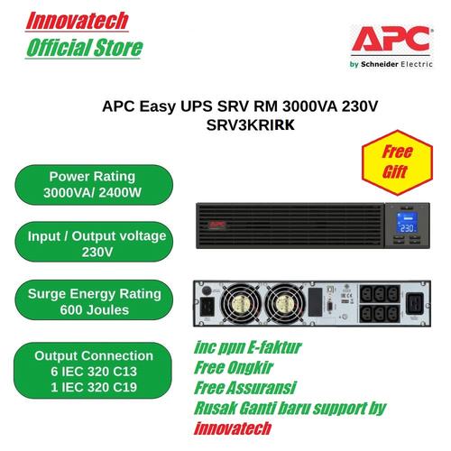 Promo APC SRV3KRIRK-E SRV3KRIRK EASY UPS ONLINE RACKMOUNT 3000VA ...
