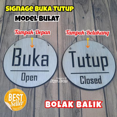 Promo Tulisan Buka Tutup Kayu / Sign tanda papan Wooden Kombinasi Open ...