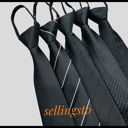 Jual dasi zipper hitam instan super black dasi formal dasi siap pakai ...