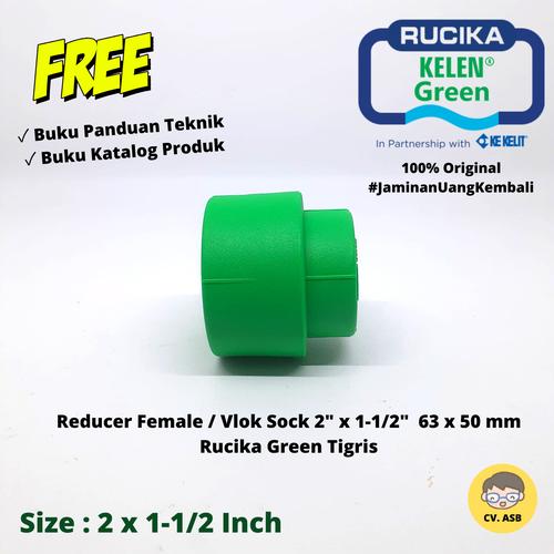 Jual Vlok Sock 2 x 1-1/2 PPR Reducer Female 63 x 50mm Rucika Green ...