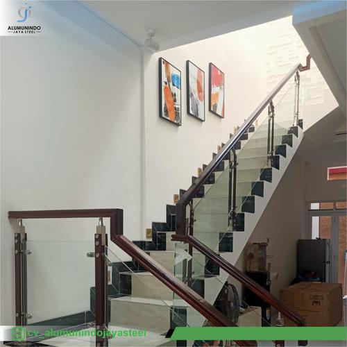 Jual Railing Tangga Stainless Handrailing Kayu Kaca Tempered 10mm ...
