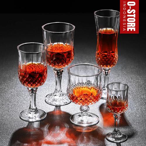 Promo Gelas Wine Kaca Bening Whiskey Glass Cangkir Gelas Minum Kaca ...