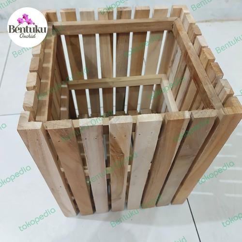 Jual Pot Kayu Kotak 24x24x29 cm/Pot Tanaman Hias/Anggrek/Pot Kayu Jati ...