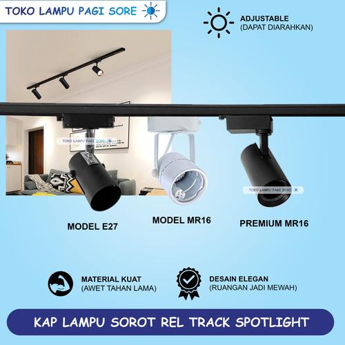 Jual Kap Lampu Sorot Rel Track Spot Light Rell Fitting Spotlight MR16 ...