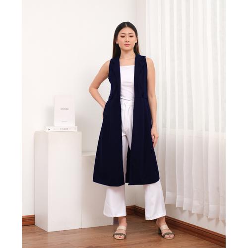 Jual Vest Blazer Tunik Tanpa Lengan Outer Wanita Polos 720 - Navy ...