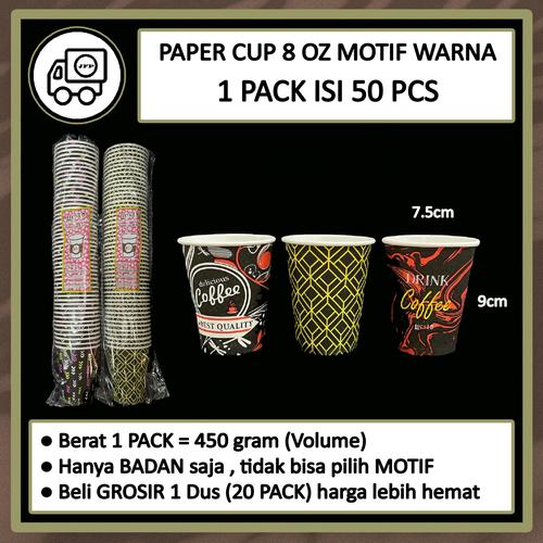 Jual Hot Paper Cup Gelas Kertas 8 oz Motif Warna isi 50 pcs - Jakarta Barat - Jakarta Food ...