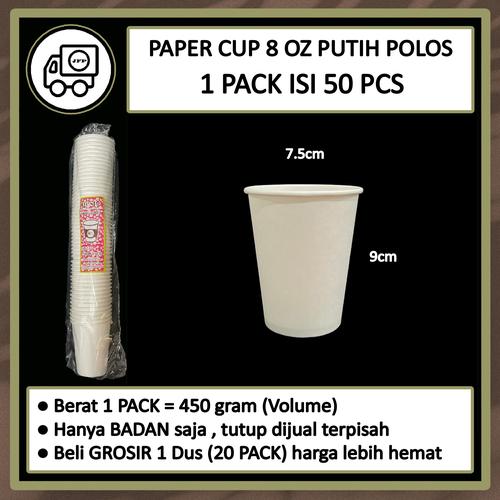 Jual Hot Paper Cup Gelas Kertas 8 oz Putih Polos isi 50 pcs - Jakarta Barat - Jakarta Food ...