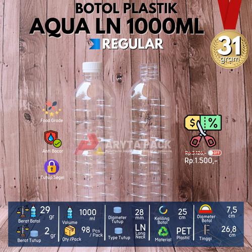 Jual Botol plastik PET 1liter 1000ml aqua minuman mineral jus cap LN ...