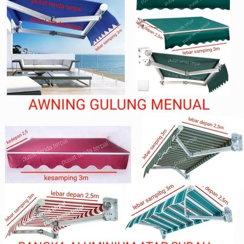 Jual Awning canopiy gulung ukuran 2,5x3 rangka aluminium atap ...