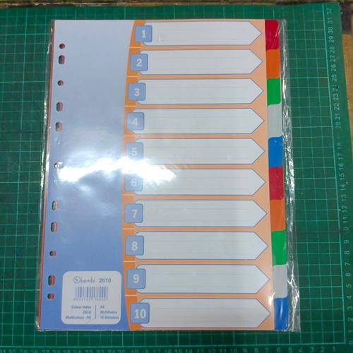Jual Divider pembatas Bambi 2610 Plastik A4 10 tabs Multicolour ...