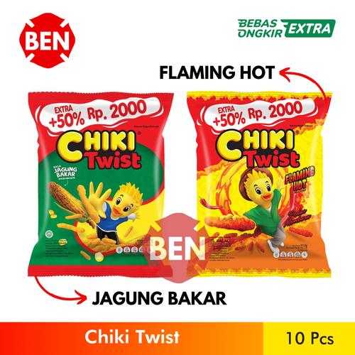Jual Chiki Twist Jagung Bakar Flaming Hot Pedas 1 Renceng 10 Roasted