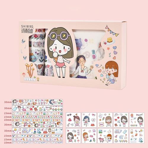 Jual Box peach set sticker pita girl and rabbit sticker diy scrapbook ...