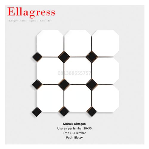 Jual Mosaik Octagon Ellagress Keramik Lantai Dinding Backsplash - Putih ...