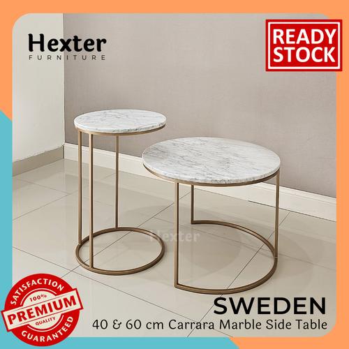 Jual SWEDEN - Meja Tamu Marmer Carrara Marble Coffee Table Set Round ...