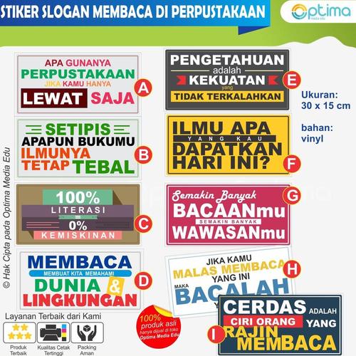 Jual Stiker Slogan Dan Motivasi Literasi Dan Membaca Di Perpustakaan ...