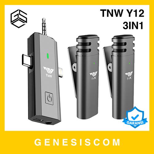 Jual Mic Wireless Clip On TNW Y12 DUAL 3in1 Lavalier Lightning+Type C+3 ...