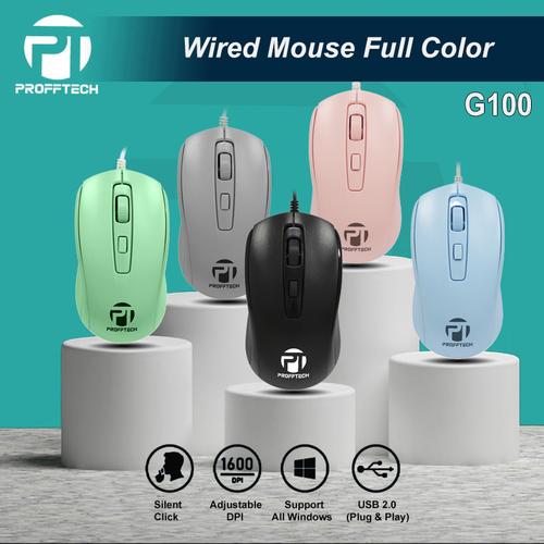 Jual Mouse Wired Silent click Full Color PROFFTECH G100 - Hitam ...