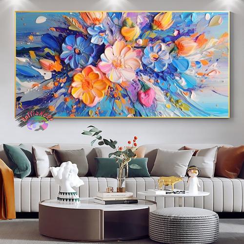 Jual Lukisan Tangan 3D Abstrak Bunga Warna Warni Tekstur Modern ...