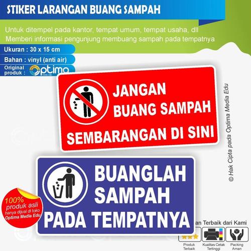 Jual Stiker Jangan Buang Sampah Sembarangan, Stiker Buanglah Sampah ...
