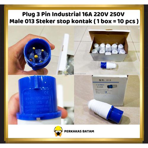 Jual Plug 3 Pin Industrial 16A 220V 250V Male 013 Steker genset stop ...