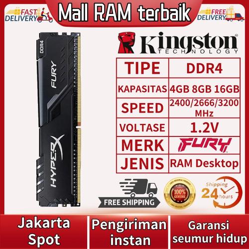 Jual RAM KINGSTON HYPER X GAMING DDR4 4GB 8GB 16GB CL16 - 1×16GB ...