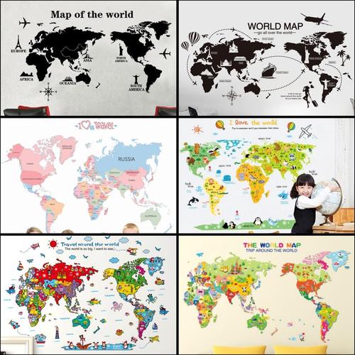 Jual Reliza Wallsticker Wallsticker Map Of The World Peta Dunia Stiker ...