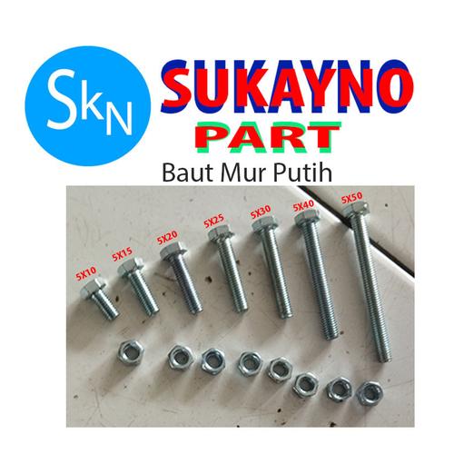 Jual event BMP (Baut Mur Putih) Hexagon 5x10 - 5x50 Kunci 8 Galvanis - M5x10 - Kab. Tangerang ...