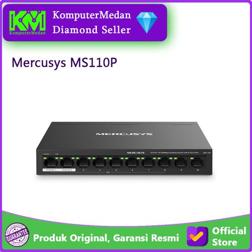 Jual MERCUSYS MS110P 10-Port 10/100Mbps Desktop Switch with 8-Port PoE+ ...