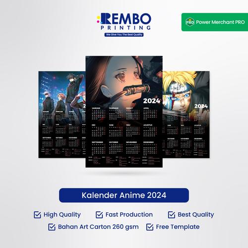 Jual Kalender Anime 2024 / Kalender Demon Slayer / Kalender Dinding ...