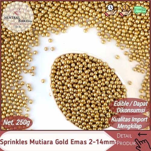 Jual Sprinkle Kue Mutiara Gold Emas 2-14mm 250gr / Springkel Kue ...