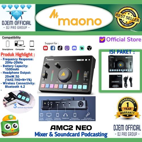 Jual MAONO AMC2 NEO Soundcard Audio Mixer Live Streaming Podcast AM C2 ...