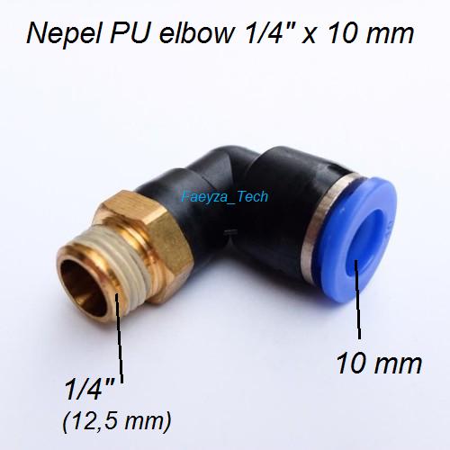 Jual FITTING ELBOW PNEUMATIC SELANG 10 MM DRAT 1/4"| NEPEL PU PL 1/4 x ...