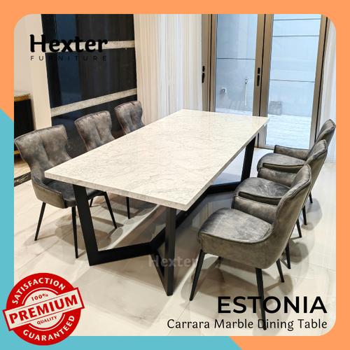 Jual ESTONIA - Meja Makan Marmer Carrara Marble Dining Table - 160x80 ...