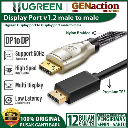 Jual UGREEN Display Port v1.2 Cable - DP (male) to DP (male) - Nylon ...