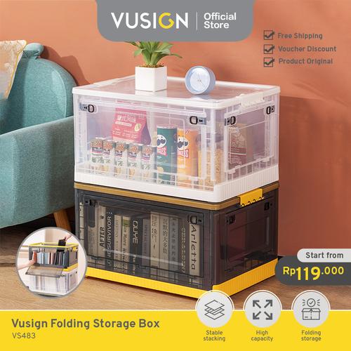 Promo Vusign Foldable Storage Box Plastik Lipat Transparan Beroda VS48X ...