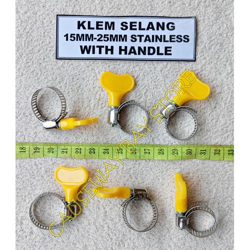 Jual KLEM SELANG STAINLESS 15MM-25MM WITH HANDLE KUNING - Kab. Sidoarjo ...