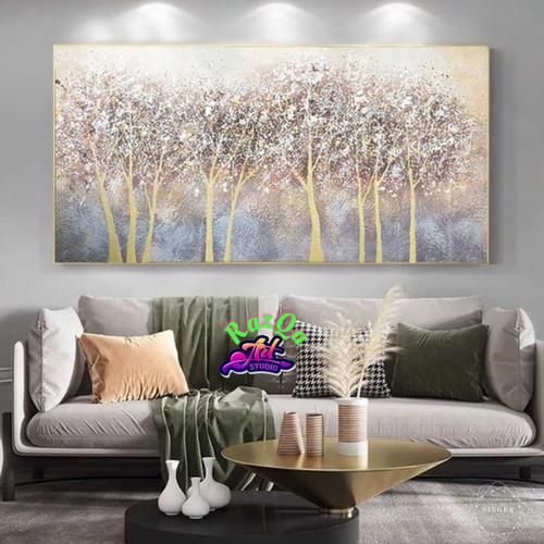 Jual Lukisan Tangan Modern Abstract Tree Acrylic Painting Texture ...