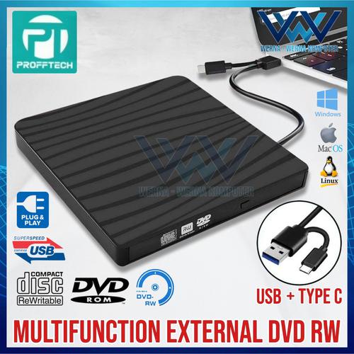 Jual USB 3.0 / TYPE C 3.1 External CD DVD RW Optical Drive PROFFTECH ...