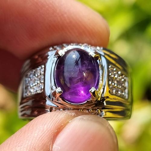Promo Batu Cincin Kecubung Ungu Natural Amethyst Batu Akik Permata Asli ...