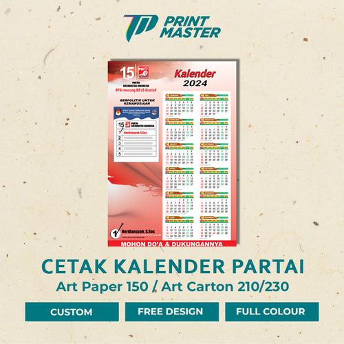 Jual Cetak Kalender Dinding Partai Custom - Art Paper 150, Jepit Kaleng ...