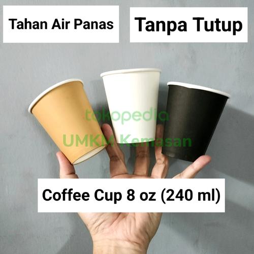 Jual Hot Paper Cup / Gelas Kertas uk. 8 Oz (240 ml) Tanpa Tutup (Qualitas) - Putih + LID, 8 Oz ...