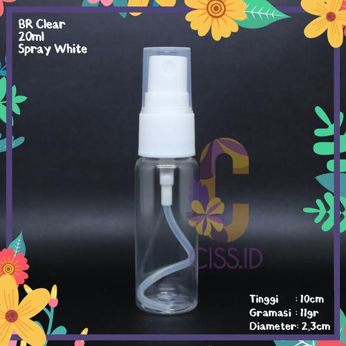 Jual BOTOL SPRAY 20ML BENING TUTUP PUTIH SPRAYER MIST KOSMETIK IMPORT ...